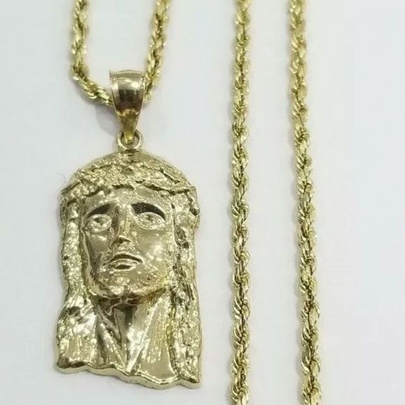 Accessories | Real 1k Gold Jesus Head Real Gold Rope Chain | Poshmark